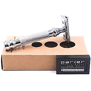 Parker, 98R Ultra Heavy Weight Long Handle Double Edge Safety Razor & 5 Blade Refills