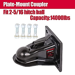 2-5/16 Flat Mount Trailer Coupler,14000LBS,Included Hardware Black Powder Coat Included 5/8 Grade 8 Bolts