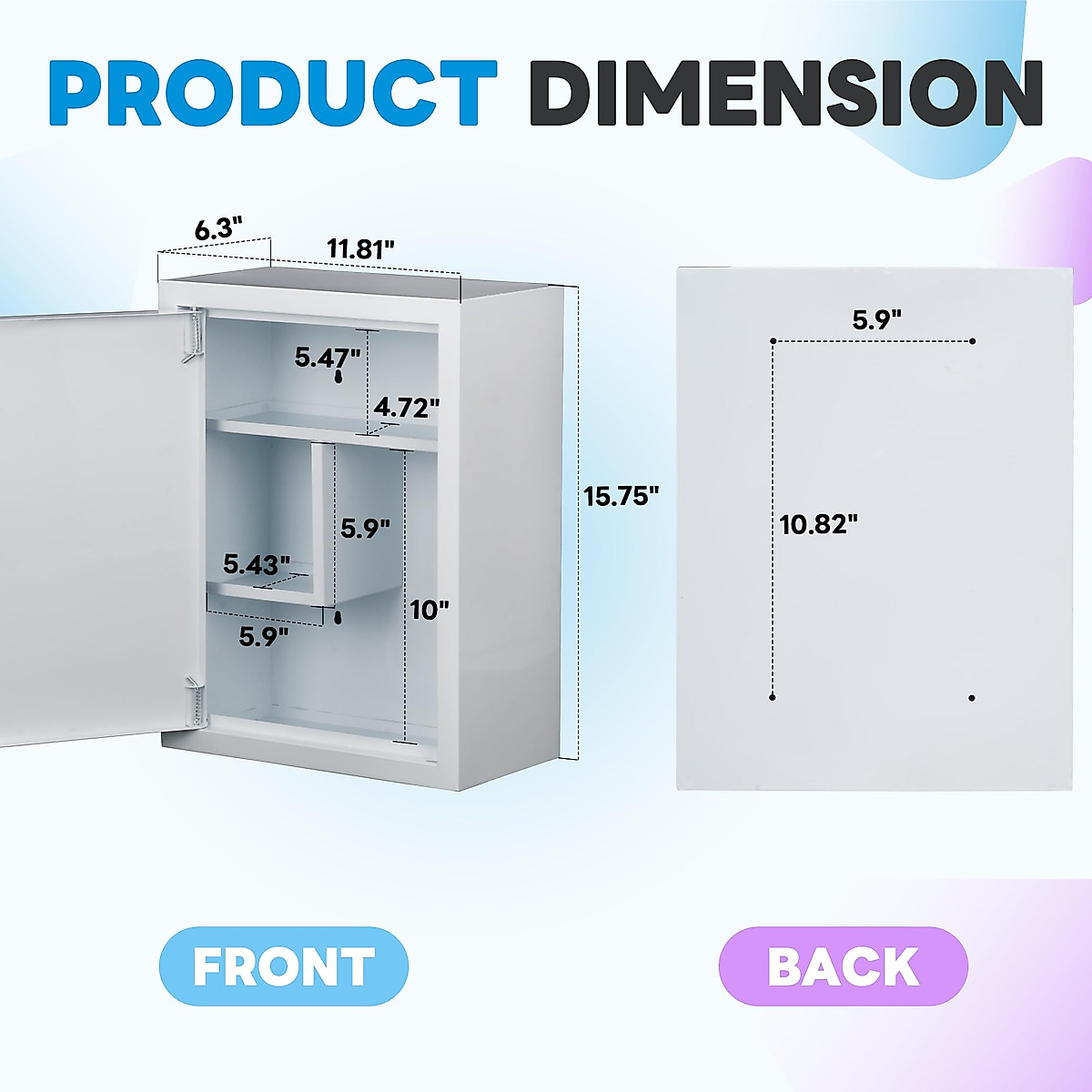 Suuiwau Medicine cabinet with lock, Wall Mount cabinet, Large Capacity Medical lock box, Wall cabinet, Lockable medicine cabinet for Bathroom, Kitchen, School, White, USY23-0001