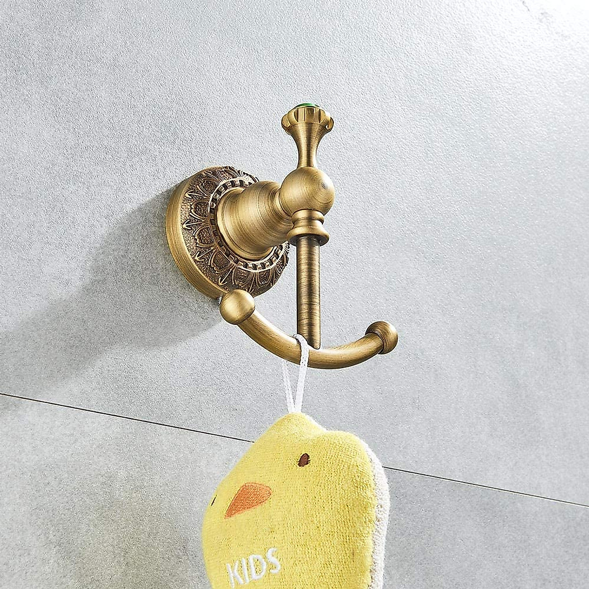 CELIKA Self Adhesive Hooks,Retro Hook,Double Robe Hook Antique Double Robe Hook Clothes Hooks Bathroom Antique Brass Coat Hat Hangers Towel Rack Solid Brass Vintage Style Dual Hangers Wall Mounted