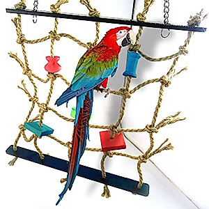Pet Supplies Parrot Bird Cage Toy Game Hanging Rope Climbing Net Swing Ladder Parakeet Budgie Macaw Play Activity Gym Toys for Small Bird