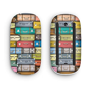 Design Skinz Multicolored Traveling Suitcases Vinyl Decal Compatible with The Apple Magic Mouse 2 (Wireless, Rechargable) with Multi-Touch Surface