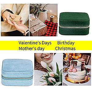 Travel Velvet Jewelry Box with Mirror, Mini Gifts Case for Women Girls, Small Portable Organizer Boxes for Rings Earrings Necklaces Bracelets