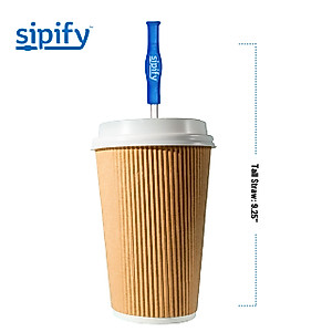 Protect Teeth from Coffee & Tea Stains - Sipify Flow Limiting Reusable Straw for Hot Drinks - Stainless Steel Straw with Silicone Cover Protects from Scalding - Dishwasher Safe - 6.75" Standard Size