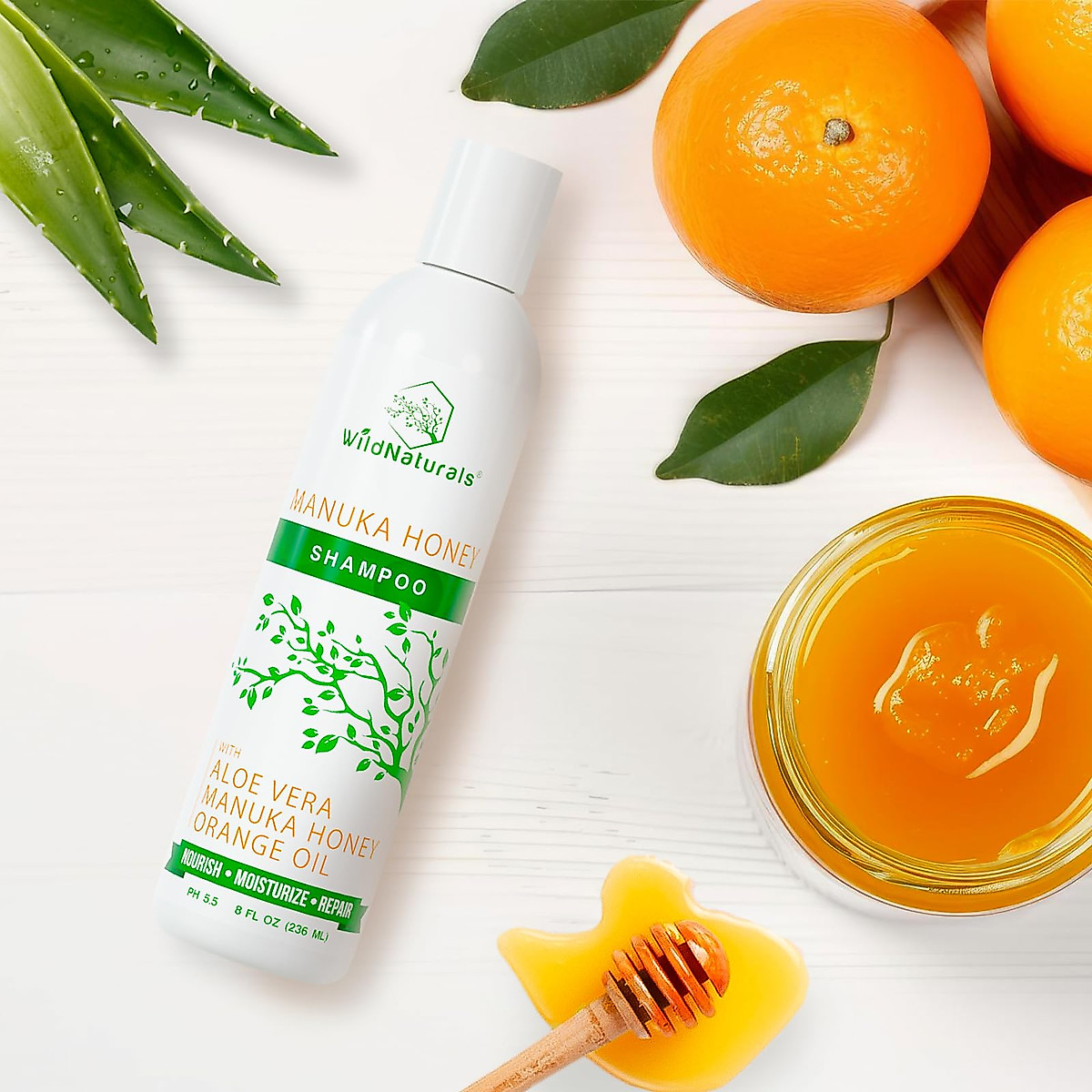 Wild Naturals Manuka Honey Shampoo for Eczema & Psoriasis – Hydrating Sulfate-Free Shampoo with Aloe Vera & Coconut Oil – Moisturizing Shampoo for Dry, Itchy Scalp