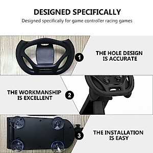 OSALADI Game Racing Wheel Simulator Handle Portable Racing Steering Wheel Stand with 4 Suction Cups Plastic Steering Wheel Compatible with Xbox Series, PC Gaming, Black