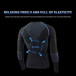 SEARIPE Women Thermal Underwear, Ski Base Layer - Long Sleeve Compression Tops & Long Johns Bottom Sets Quick Drying (SE111,W-BK,XS)