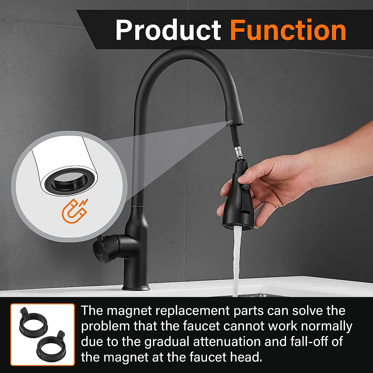 RP80977 Magnet Faucet Magnetic Ring Replacement Kit for Delta Kitchen Faucet, Plumbing Replacement Parts (2Pcs)