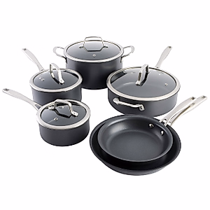 Kenmore Pro Arbor Heights 7-Layer Hard Anodized Induction Nonstick Platinum Forged Aluminum Cookware Set, 10-Piece, Black