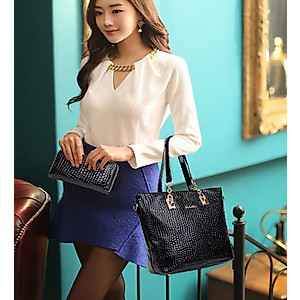 FiveloveTwo Women 6 PCS Handbag Set Hobo Clutch Top Handle Totes Satchels Crossbody Bag Purse Large Bag+Tote+Shoulder Bag+Wallet+Key Holder