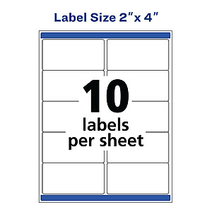 Avery Waterproof Shipping Labels with Sure Feed & TrueBlock 2" x 4", 100 White Laser Labels (15513)