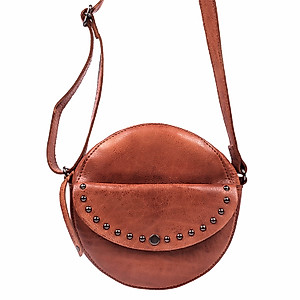 Locking Concealed Carry Mia Leather Crossbody Purse for Handgun with Universal Holster (Cognac)