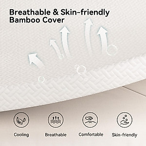 Memory Foam Mattress Topper Queen Size, 3 Inch Gel-Infused Cooling Mattress Pad Cover for Back Pain,Bed Topper with Removable & Washable Bamboo Cover