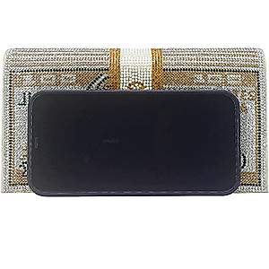 MOJISOLO Money Crystal Clutch Evening Bag for Formal Cocktail Prom Wedding Bling Foldover Purse Gold