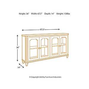 Signature Design by Ashley Mirimyn Vintage 68" 4-Door Accent Cabinet with Mirrored Glass and 2 Adjustable Shelves, Gray