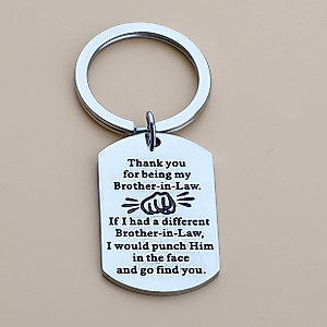 BEKECH Brother-in-Law Gifts Brother Keychain Thank You For Being My Brother-in-law Keychain Wedding Gift Jewelry Brother of The Bride Gift from Sister-in-Law(silver)