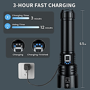 Lylting Rechargeable LED Flashlights High Lumens 2 Pack, 990,000 Lumen Super Bright Flashlight with USB Cable, 5 Modes Powerful Flashlight Waterproof Flash Light for Home Emergencies Camping