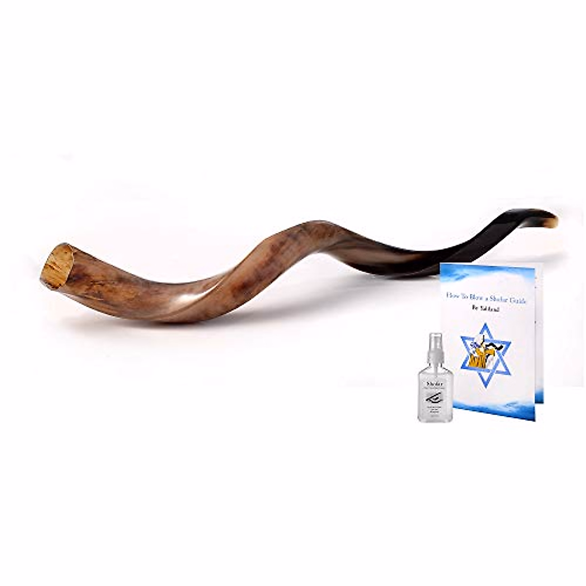 Shofar from Israel Set Full Polished Kudu Horn Yemenite + Bag + Spray + Guide + Carrying Box Case (28"-30")