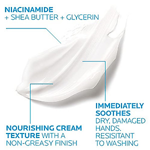 La Roche-Posay Cicaplast Hand Cream, Instant Relief Moisturizing Hand Lotion for Dry Hands, Shea Butter Lotion for Dry Cracked Hands, Non Greasy, Fragrance Free, 1.69 Fl Oz (Pack of 1)