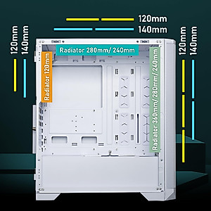BitFenix Nova Mesh SE 4ARGB High Airflow PC Gaming Case Premium White-GPU Support 357mm- AIO Support 360mm-6+6 Controller (LED/PWM System) Aura SYNC/Mystic Light/RGB Fusion 2.0/Polychrome SYNC