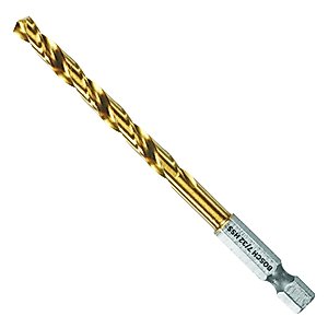 BOSCH TI2141IM 1-Piece 7/32 In. x 3-3/4 In. Titanium Nitride Coated Metal Drill Bit Impact Tough with Impact-Rated Hex Shank Ideal for Heavy-Gauge Carbon Steels, Light Gauge Metal, Hardwood