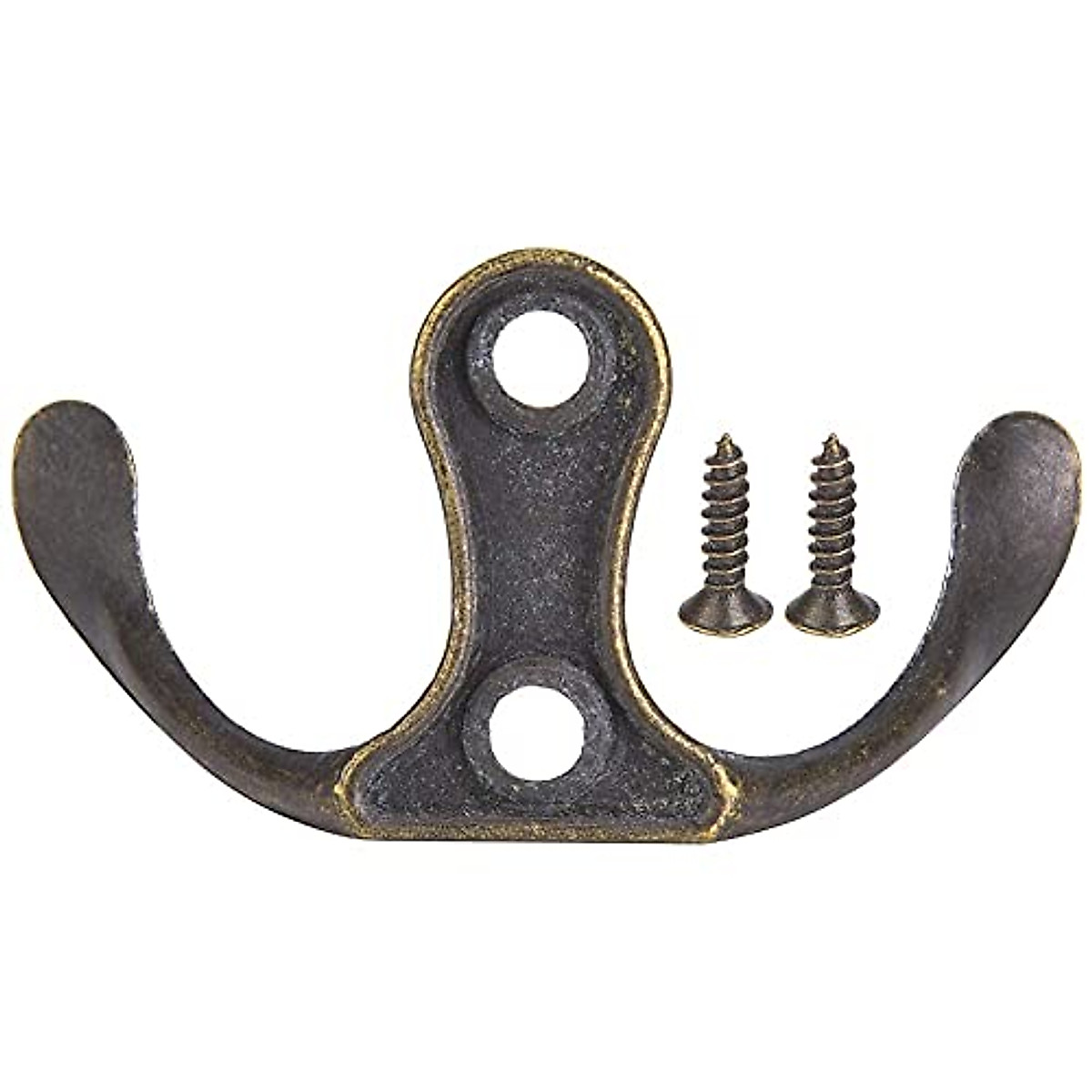 10 Pack Wall Hooks Coat Hooks, Heavy Duty Towel Hook Double Prong Robe Hanger Wall Mounted Coat Rack Retro Utility Hooks for Hanging Towels Clothes Robes Bag Key Cup Hat, Zinc Alloy, Bronze