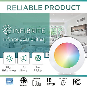 INFIBRITE 6 Inch WiFi Smart Ultra-Thin LED Ceiling Mount Recessed Light 12W 1100LM Dimmable with Junction Box, App & Voice Control, Alexa/Google Compatible, ETL & Energy Star, Wet Rated (6 Pack)