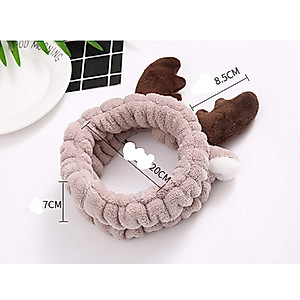 Elk Women's Spa Facial Makeup Headband - Bear Face Mask for Birthdays, Valentines, Christmas - Fleece Headwear for Women & Girls - Coffee