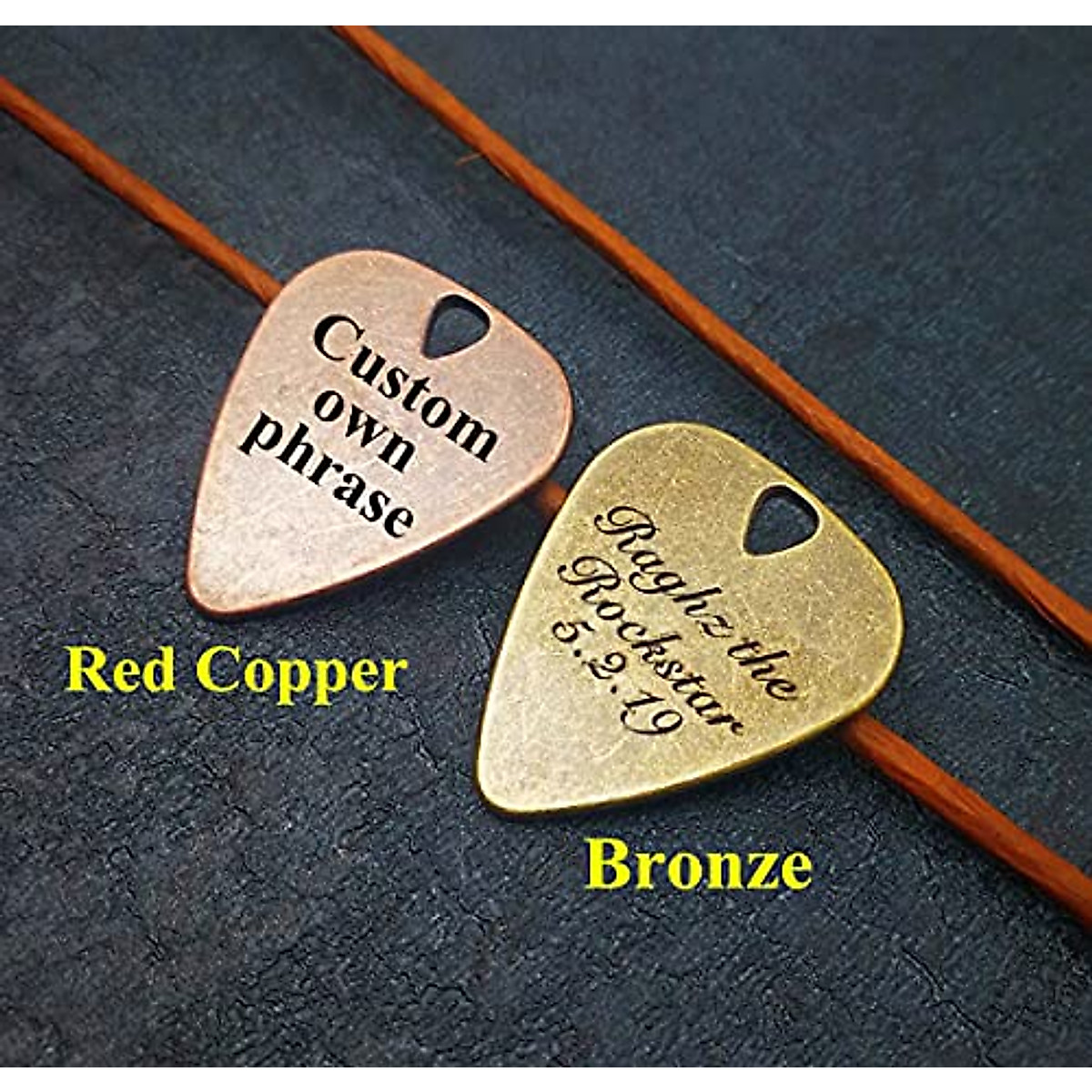 FKOG Custom Metal Guitar Pick, Customize Personalized Wood Guitar Pick Holder Music Gifts for Him Her Men Women Dad Husband Boyfriend Girlfriend (custom link)