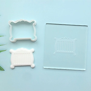 CHENRUI Baby Shower Cookie Fondant Stamp Oh Baby Fondant Embosser Cookie Stamp Cookie Cutter (Crib)