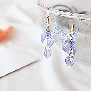 Zittop Charming Elegant Butterfly Heart Gem Earrings Earrings Stud Earrings Stud
