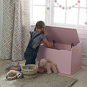 KidKraft Austin Wooden Toy Box/Bench with Safety Hinged Lid - Pink, Gift for Ages 3+, Amazon Exclusive