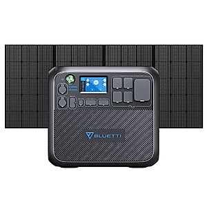 BLUETTI Solar Generator AC200MAX with 350W Solar Panel Included, 2048Wh Portable Power Station w/ 4 2200W AC Outlets, LiFePO4 Battery Pack, Expandable to 8192Wh for Home Backup, Road Trip, Off Grid