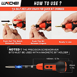 LLNDEI Electric Screwdriver Cordless 4V Electric Manual 2-in-1 Screwdriver Set, Includes Titanium-Plated Bits&Precision Screwdriver Bits&Bit Holder and Storage Box for Household&DIY&Gift for Men Women