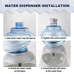 Dog Water Dispenser for Large Dogs and Cats, 3 Gallon Gravity Automatic Feeder, Cat and Dog Water Dispenser Station, Cat Water Dispenser, Large Size Dog Drinking Fountain (Grey)