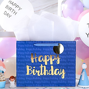 Loveinside Blue Birthday Gift Bag with Tissue Paper for Birthday, Baby Shower, Party, and More - 13" x 10" x 5", 1 Pcs