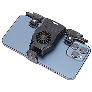 Cell Phone Cooler Mobile Game Controller PUBG Game Controller Trigger Grip Cellphone Radiators, 2Gear Positions Fan and 4 Button Pulse Gears for 6.5 to 9.5mm Thickness Mobile Phone
