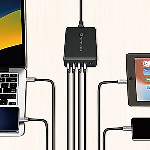 PEPPER JOBS 165W USB-C 4-Port PD GaN Charger USB-C PD Desktop Charger for MacBook Air Charger for MacBook Pro 13/14/15/16 Inch for iPad Pro for iPhone 13 Pro Max/13 Pro/13/13 Mini and All USB C Device