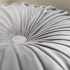 FONORAN Round Throw Pillows，Home 15.7 Round Floor Cushions Pillow，Handcrafted Pumpkin Velvet Home Decorative Back Pillow Cushion for Sofa Couch Chair Bed (Gray)