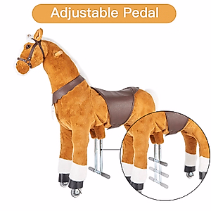Ufree Small Unicorn Ride on Toy for 3 Years to 6 Years Old, Height 29 Inch Adjustable Pedal for Different Ages Walking Horse Mechanical Moving Horse