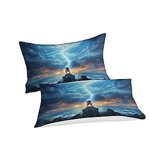 Lightning 3D Christmas Bedding Set for Kids Boys and Girls Duvet Cover Bedding Print with Pillowcase Twin（173x218cm）
