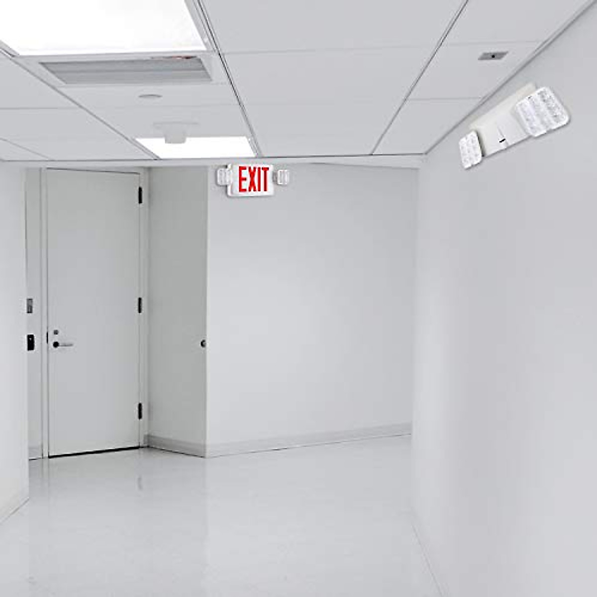 Sunlite 05268-SU LED Emergency Light Fixture, 2.4 Watts, 120-277 Volt, Dual Heads, 90-Minute Battery Backup, Wall or Ceiling Mount, IP20, UL Listed, White