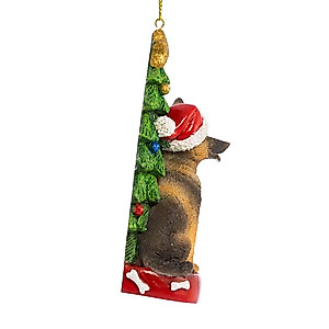 German Shepherd With Christmas Tree Ornament For Personalization, Resin