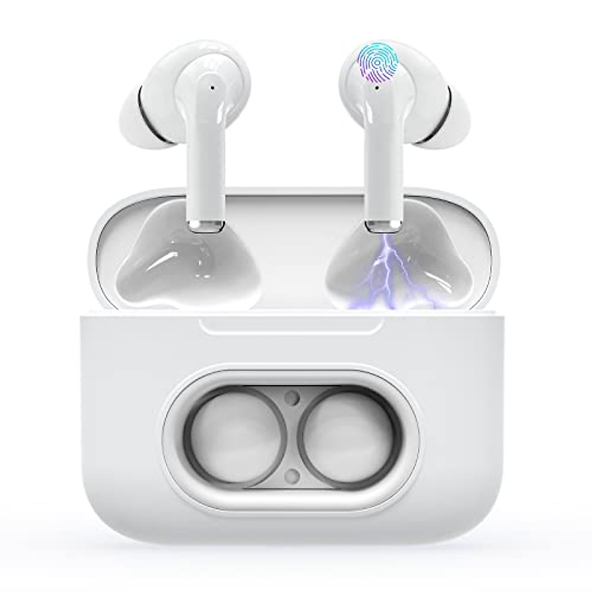Pianogic A5 Wireless Earbuds with Pop Bubble, Bluetooth Headphones Noise Cancelling Ear Buds with USB-C Charging Case IPX6 Waterproof Long Playtime in-Ear Earphones with Mic for iPhone Android White