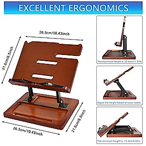 NIUXX Wood Book Shelf Adjustable, Nightstand Organizer for Phone Watch Coins Key, Foldable Tablet Holder Laptop Rack Desktop Docking Station for Office, Men Husband Wife Anniversary Graduation Gift