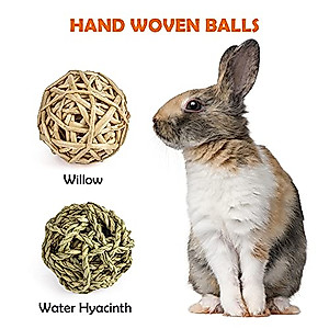 Sofier Rabbit Toys Bunny Toys Guinea Pig Toys Natural Timothy Hay Sticks Hamster Toys for Teeth Handmade Rabbit Chews and Treats Apple Wood Sticks Chinchilla Rat