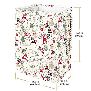 Inhomer Christmas Background Large Laundry Hamper Waterproof Collapsible Clothes Hamper Basket for Clothing Toy Organizer, Home Decor for Bedroom Bathroom
