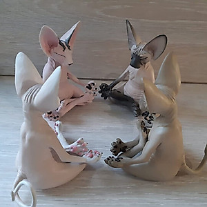 HowLoo Cat Statue Sphynx Cat Meditate Collectible Figurines Miniature Handmade Decor Yoga Relaxed Pose Meditation Cat Statue for Home Office Lover Gifts for Women Cat Desk Decoration (C)…