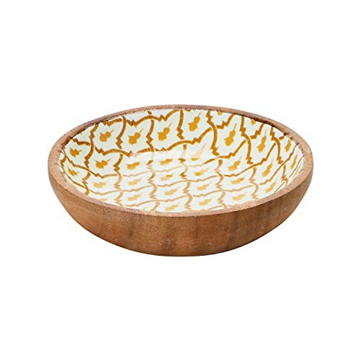 Creative Co-Op Enameled Acacia Wood Print, Set of 3 Bowl, Multi Color, 3