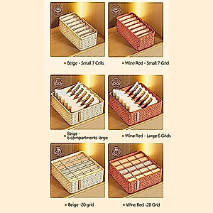 verrio Sock Underwear Organizer Drawer Dividers, Sock Underwear Drawer Organizer Bins, Closet Cabinet Organizer Underwear Storage Boxes for Storing Socks, Undies and Baby Clothes (Beige-M)